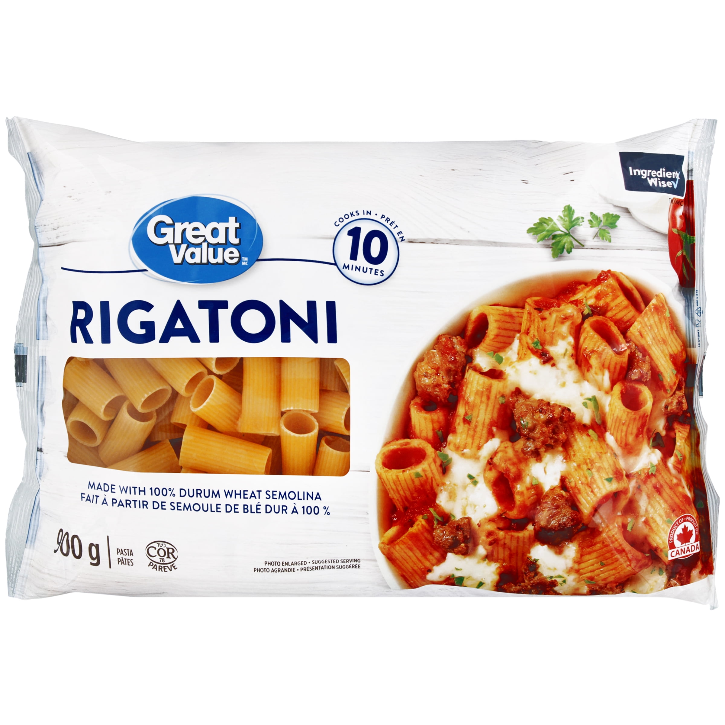 Great Value Rigatoni Pasta, 900 g - Walmart.ca