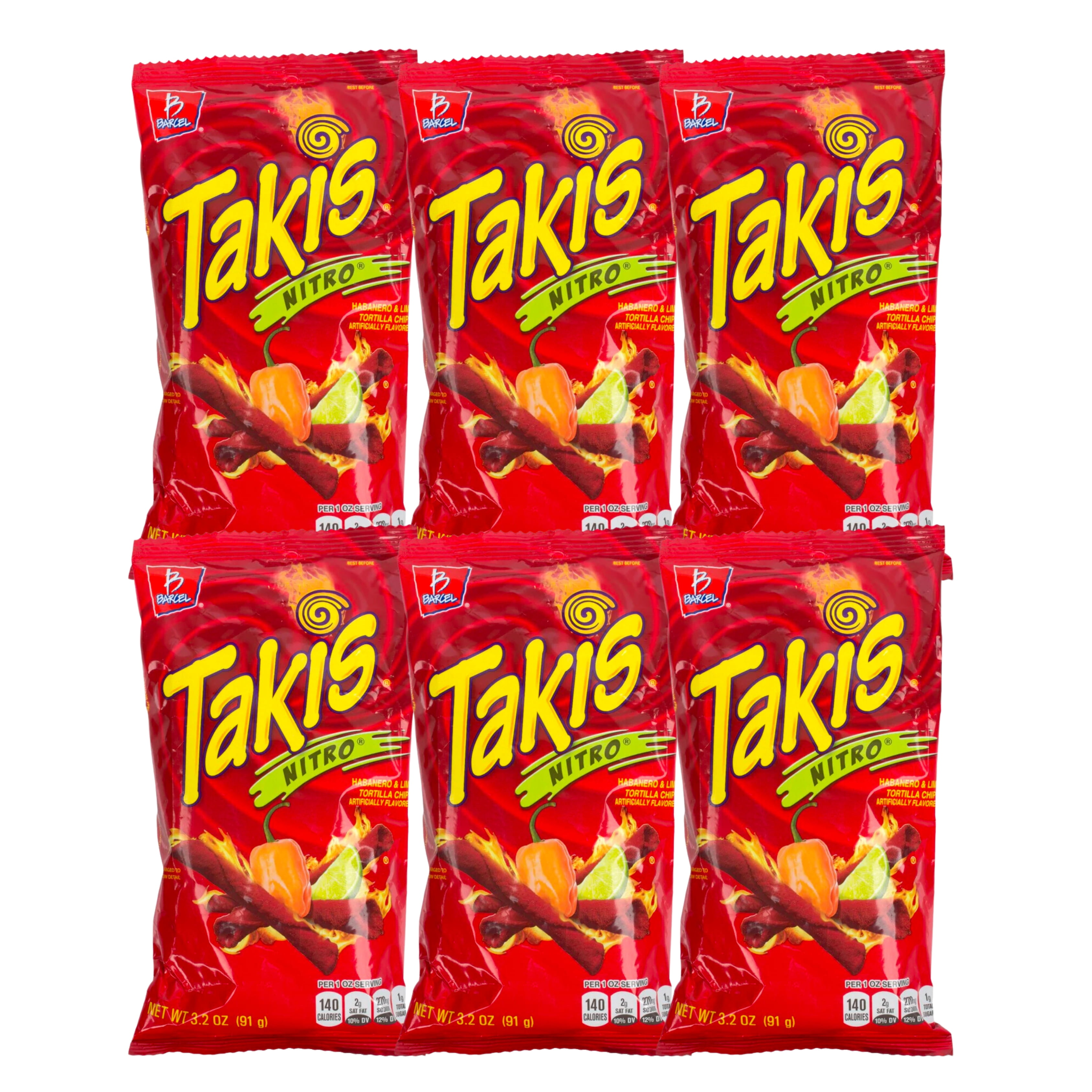 Barcel Takis Nitro Tortilla Chip Snacks (3.2 oz., Pack of 6) - Walmart.com