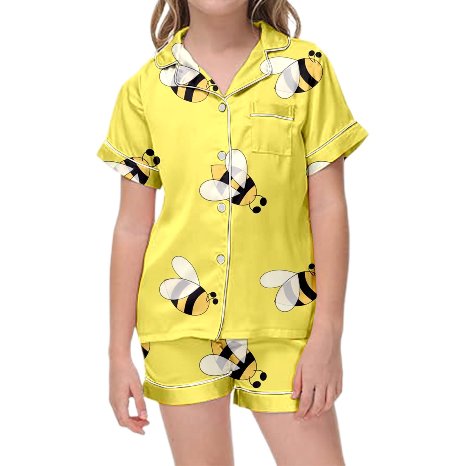 Click here for Zcn001 Girls Pjs Bee Festival Bee Print Satin Paja... prices