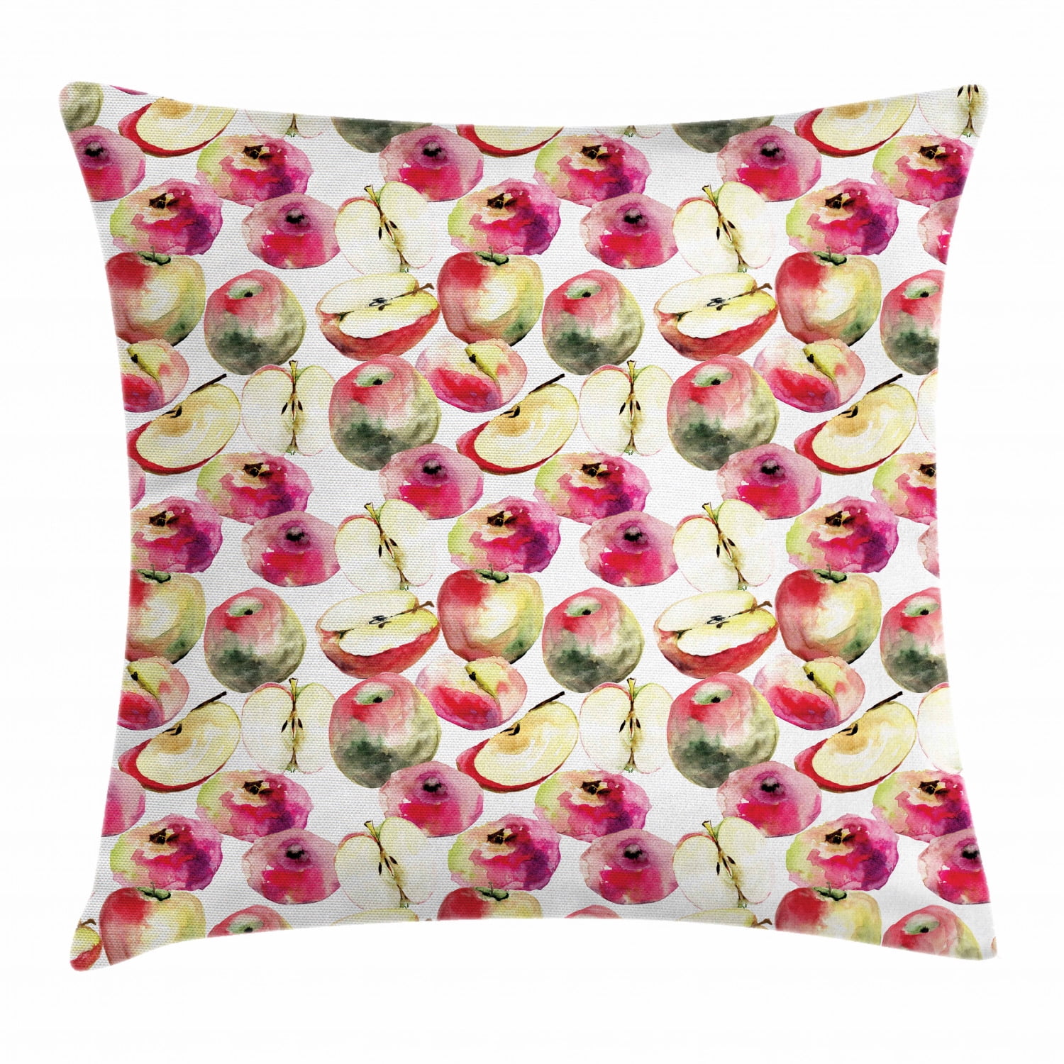 Apple Throw Pillow Cushion Cover, Quartered and Halved Apples with ...