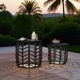 EVERITE Outdoor Side Table Modern Boho Style with Built-in Solar Lights ...