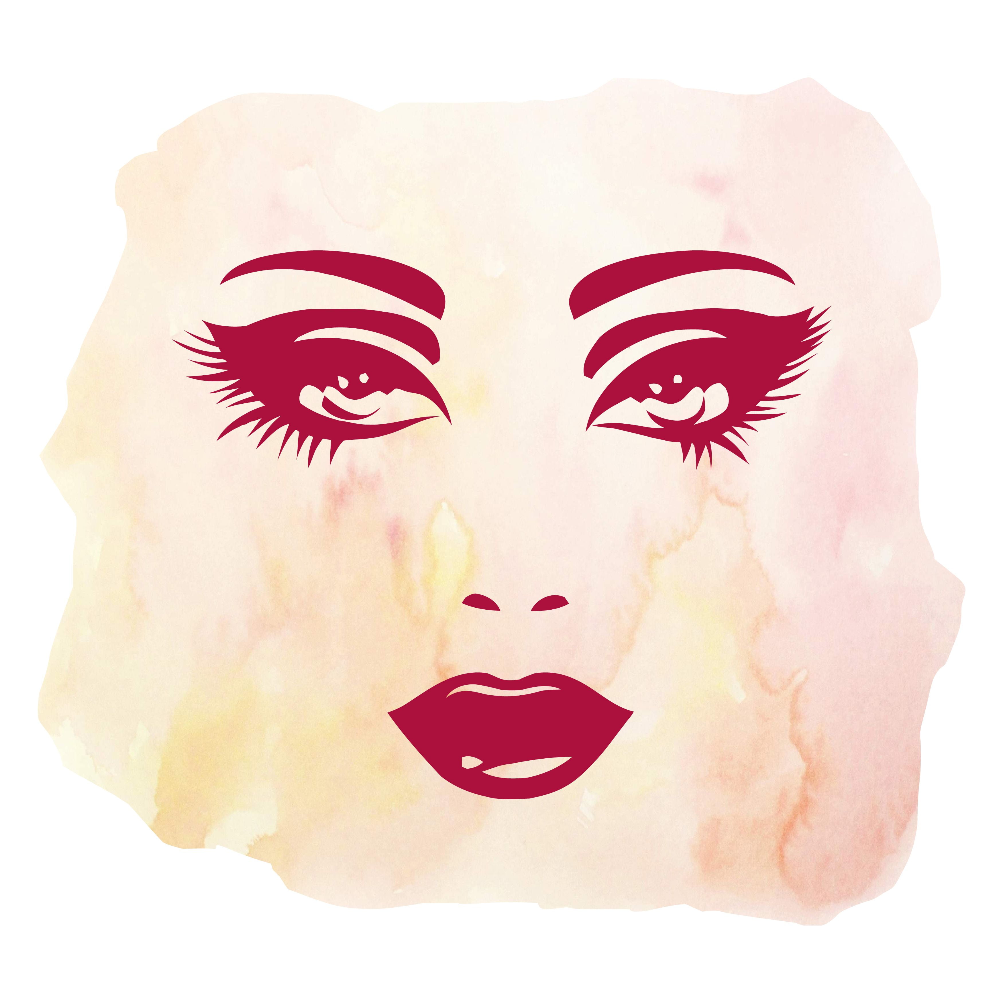 Girly Wall Decals for Girls Bedroom - Female Face on Watercolor ...