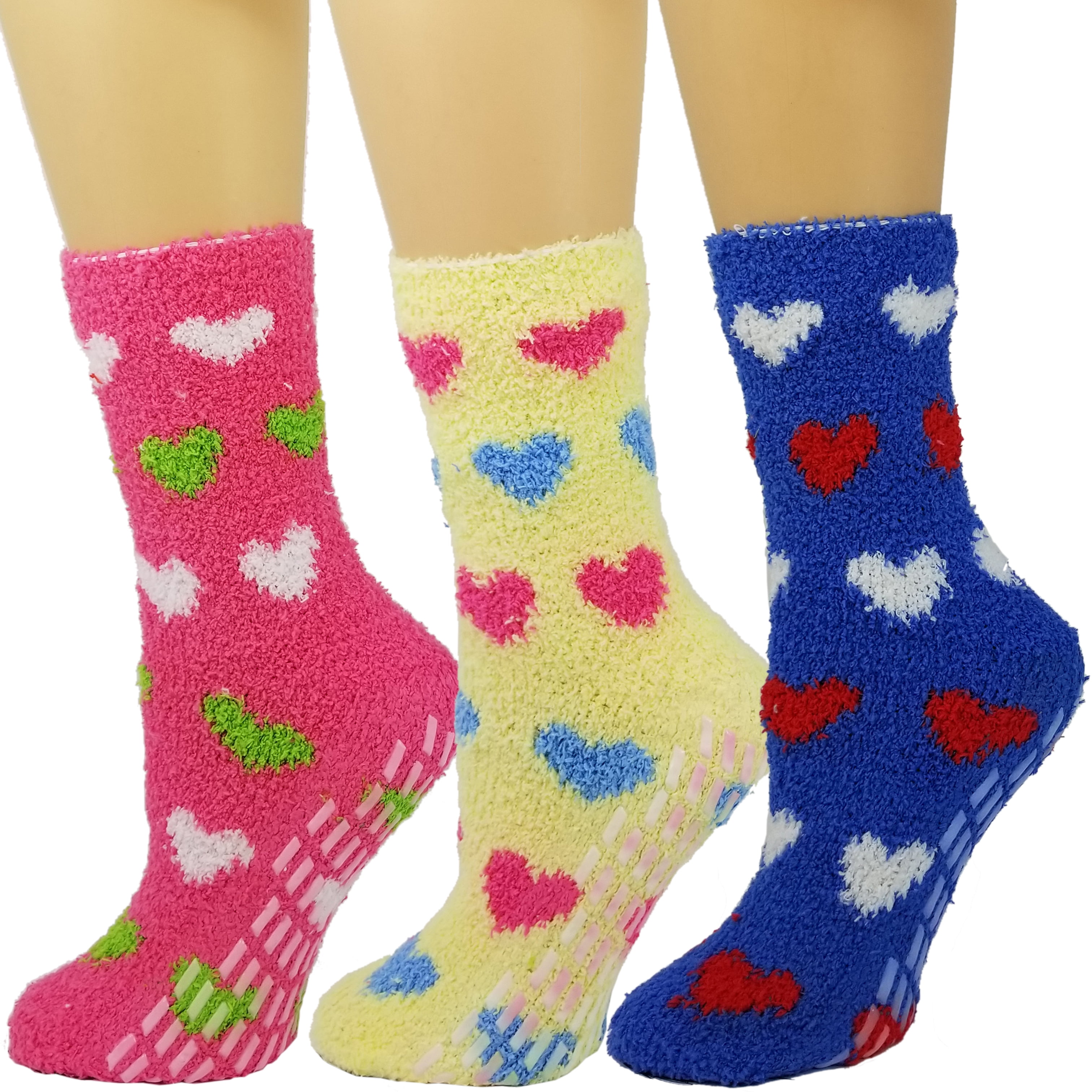 Debra Weitzner Womens Bright Non Skid Fuzzy Socks Grips Ultra Soft 3 ...
