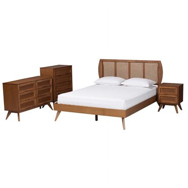 Free Shipping! Baxton Studio Melora Mid-Century Modern Walnut Wood King ...