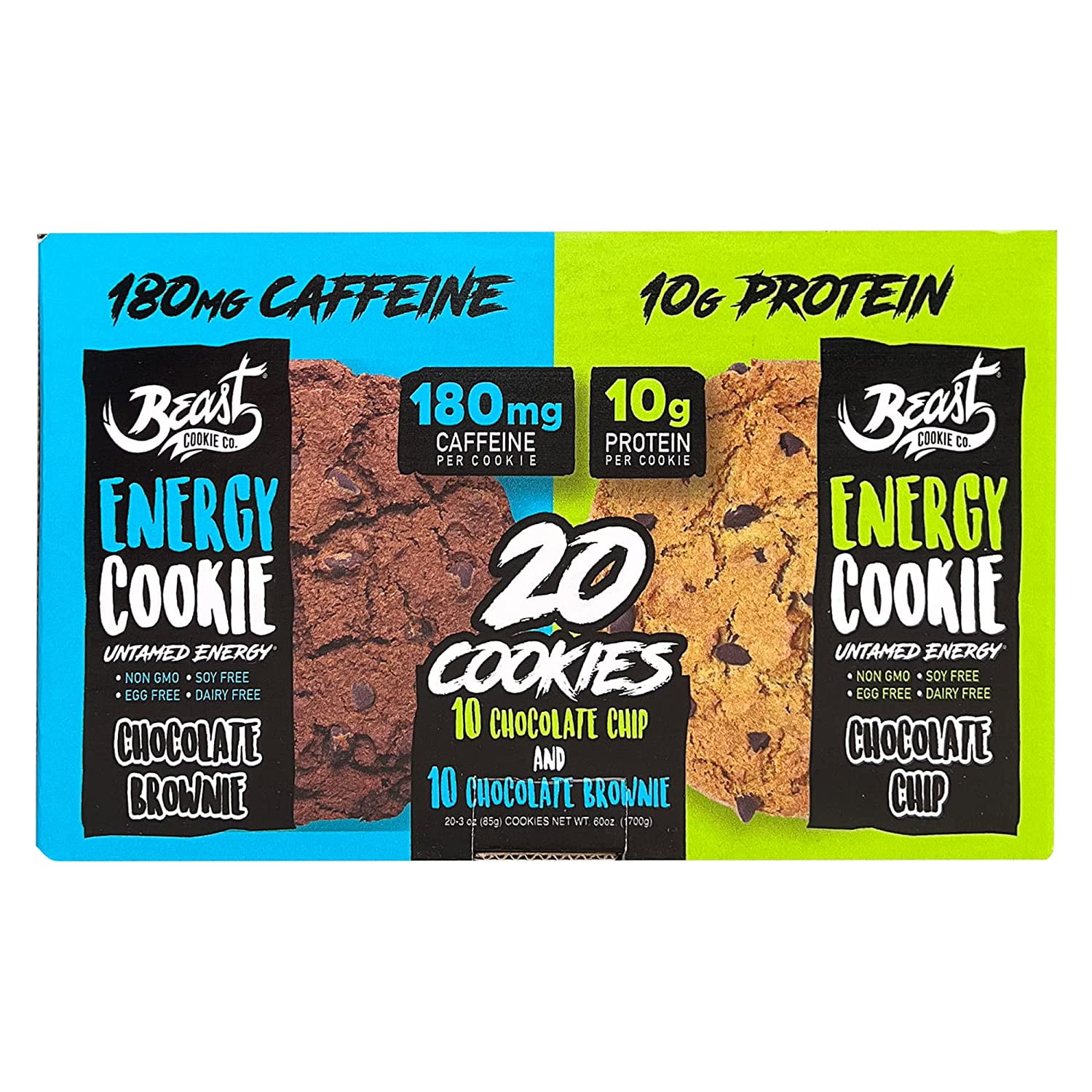 Beast Energy Cookie, Protein Cookie - Contain 180mg of Caffeine & 10g ...