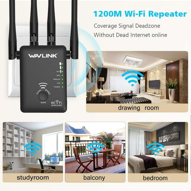 Extensor de rango WiFi-WAVLINK AC1200 Repetidor WiFi / Punto de acceso ...