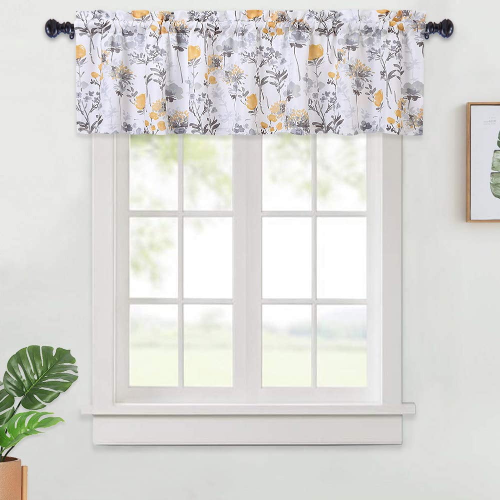 Floral Print Valances for Windows, Watercolor Flowers Design Valance ...