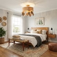 15" Boho 4-Light Semi-Flush Mount Ceiling Light with Macrame Tassels ...