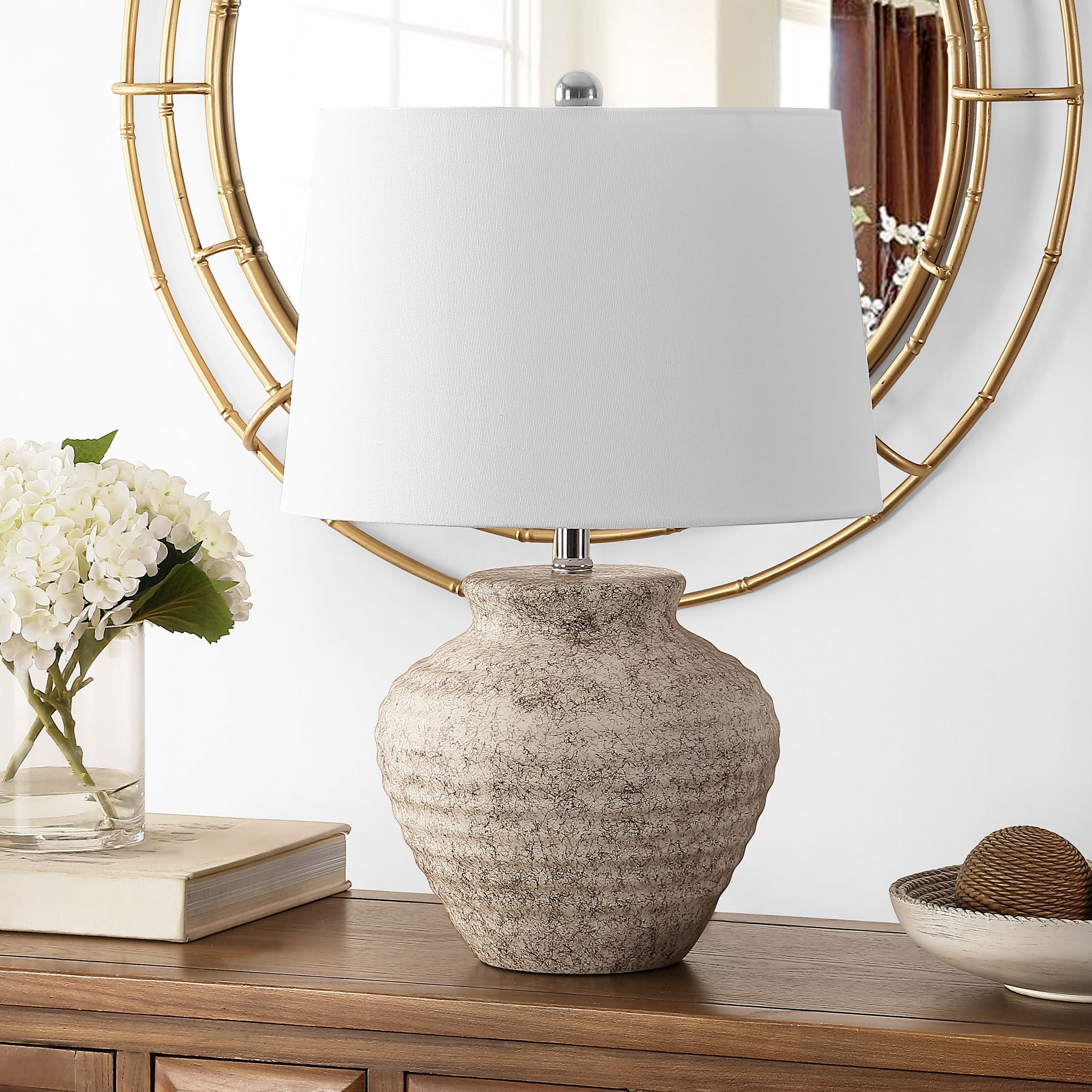 Safavieh Ledger 22.5 in. Textured Ceramic Table Lamp, Light Grey ...