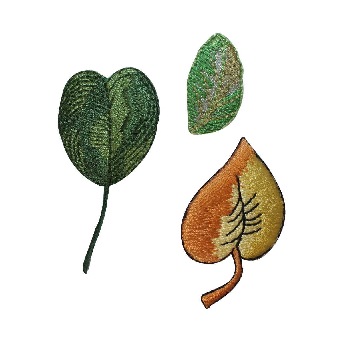 ID 1424ABC Set of 3 Assorted Leaf Patches Craft Embroidered Iron On ...