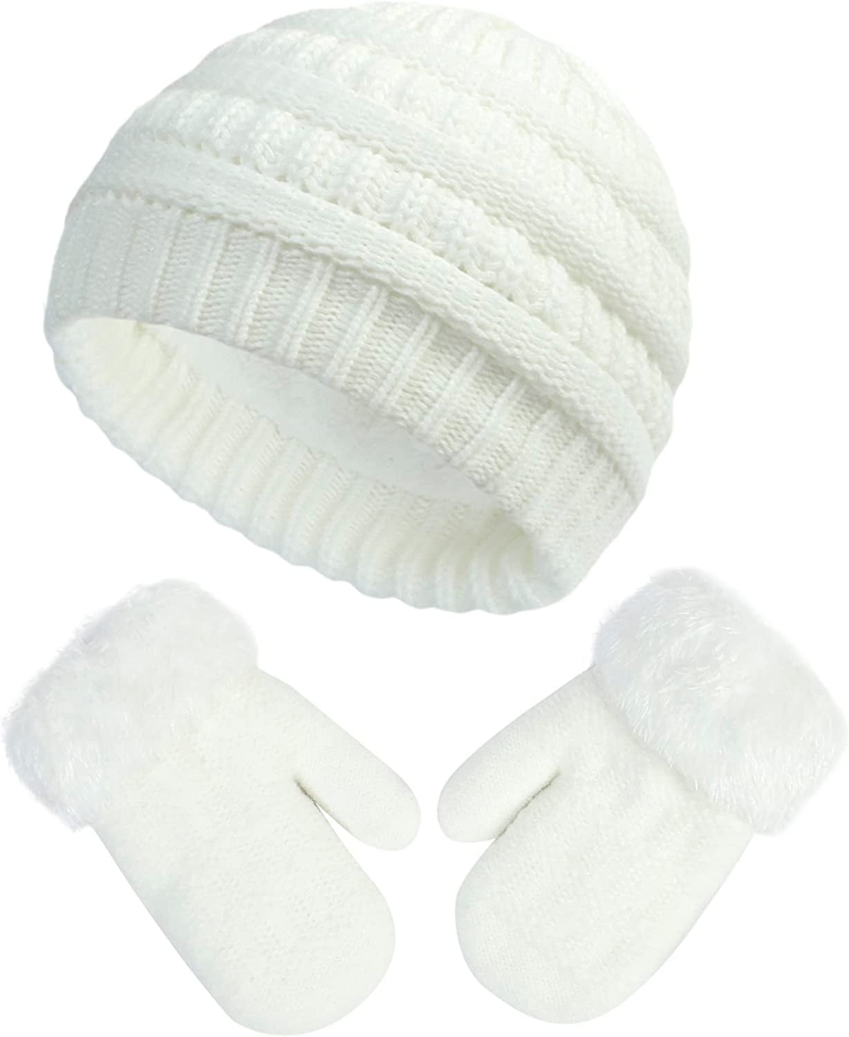 Muryuobao Toddler Kids Girls Boys Knitted Winter Hat Gloves Set Warm ...