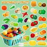 SYNCFUN 68 Pcs Cutting Play Food, Fake Food for Kids Kitchen, Cuttable ...