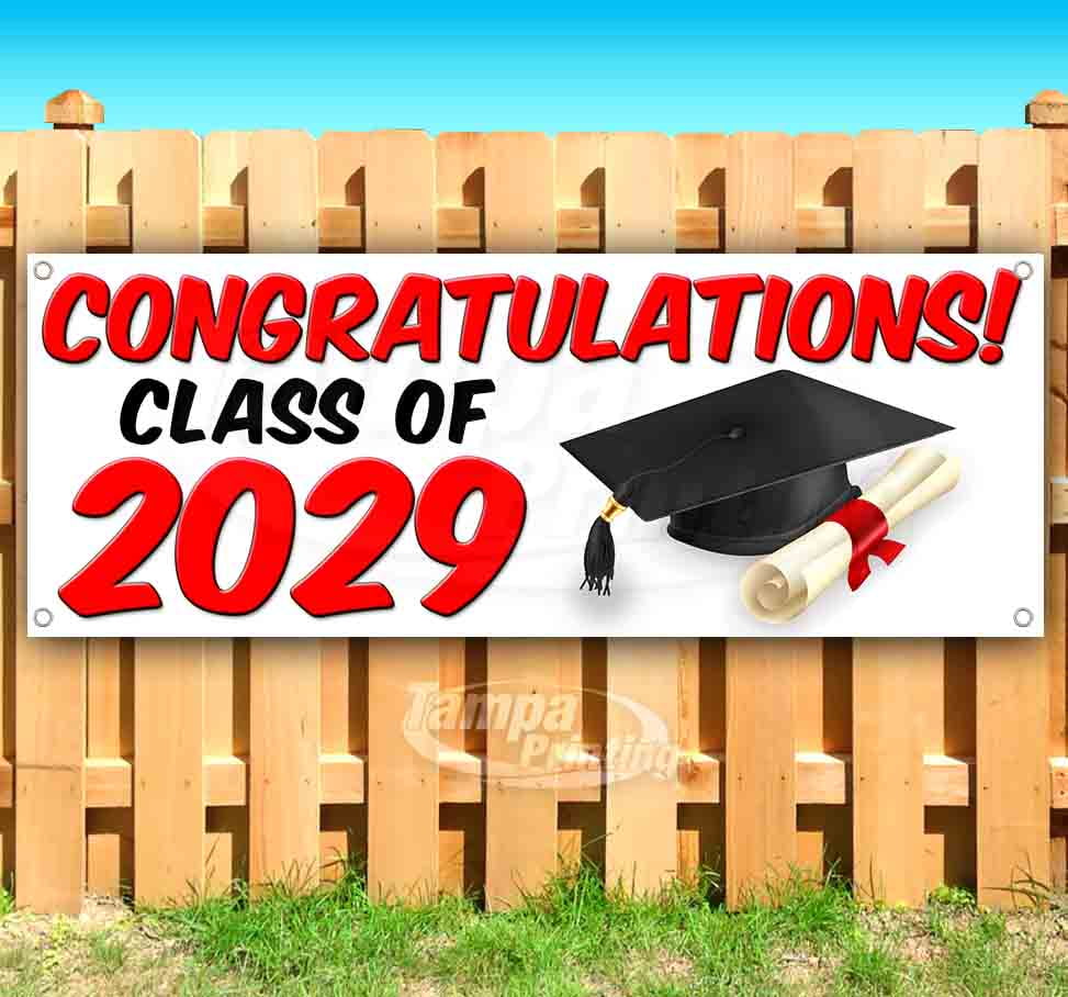 Congrats! Class Of 2029 V2 13 oz Vinyl Banner With Metal Grommets ...