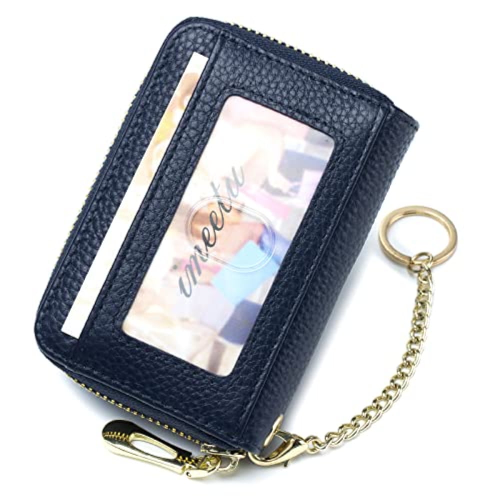 Imeetu RFID Credit Card Holder, Leather Women Card Case Wallet with Keychain ID Window, Dark ...