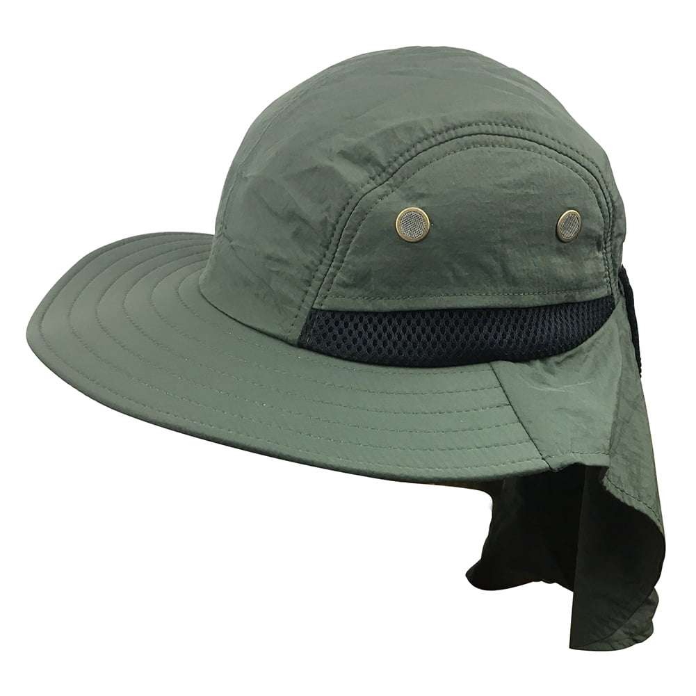 Men Sun Hat with UV Protection Wide Brim Hike Cap w/Neck Flap Cover ...