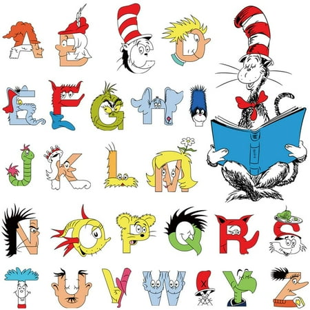 Dr. Seuss Alphabet ABC Wall Letters Kids Wall Stickers Baby Nursery ...