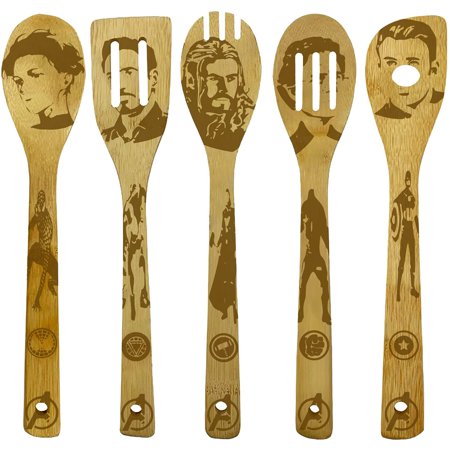 Superhero Wooden Cooking Spoons Set of 5 Cooking Utensils Set Superhero ...