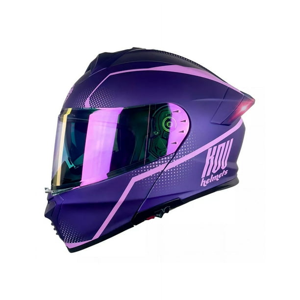 Casco Abatible Kov Moto Thunder Waves Morado Mujer Luz Led Talla XL | Walmart en línea