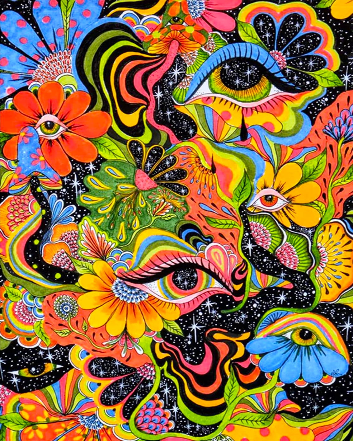 Trippy Flowers Painting