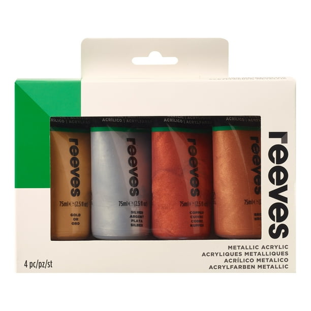Reeves Acrylic Paint Set, 4-Colors, Metallic Colors - Walmart.com