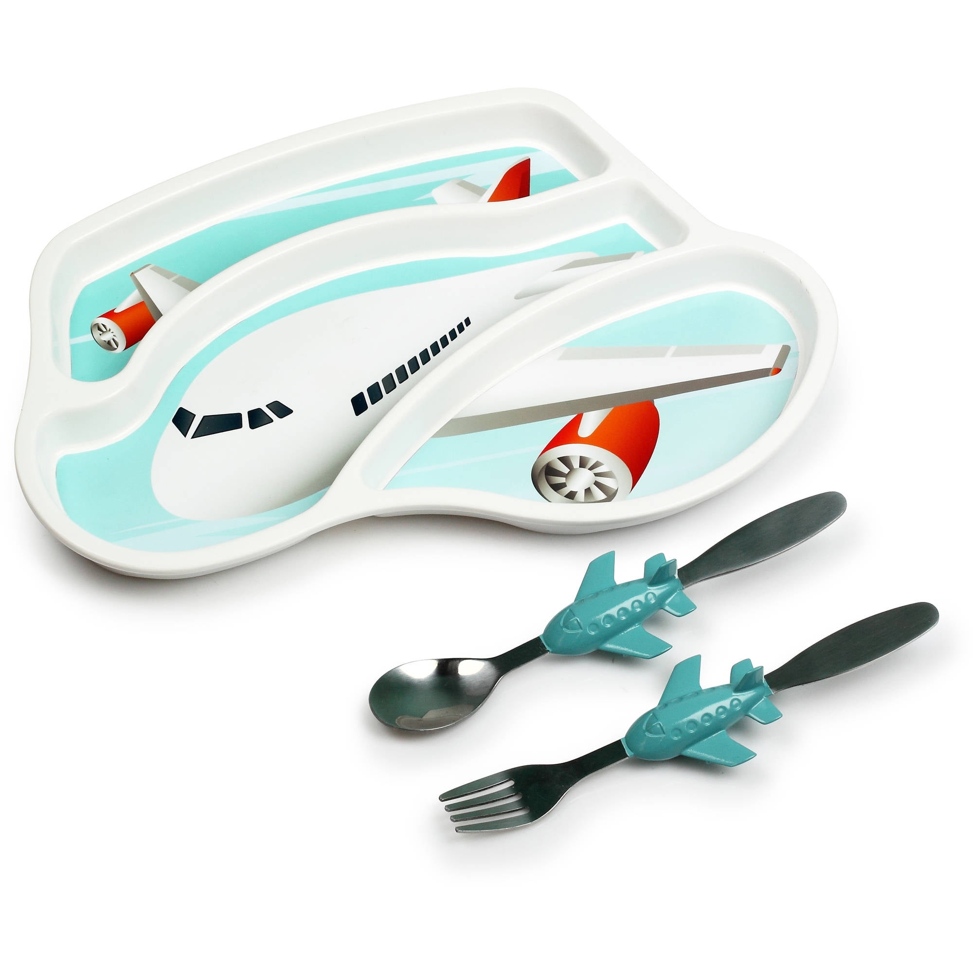KidsFunwares Me Time Meal Set (Jet Plane) - Set of Plate, Fork & Spoon ...