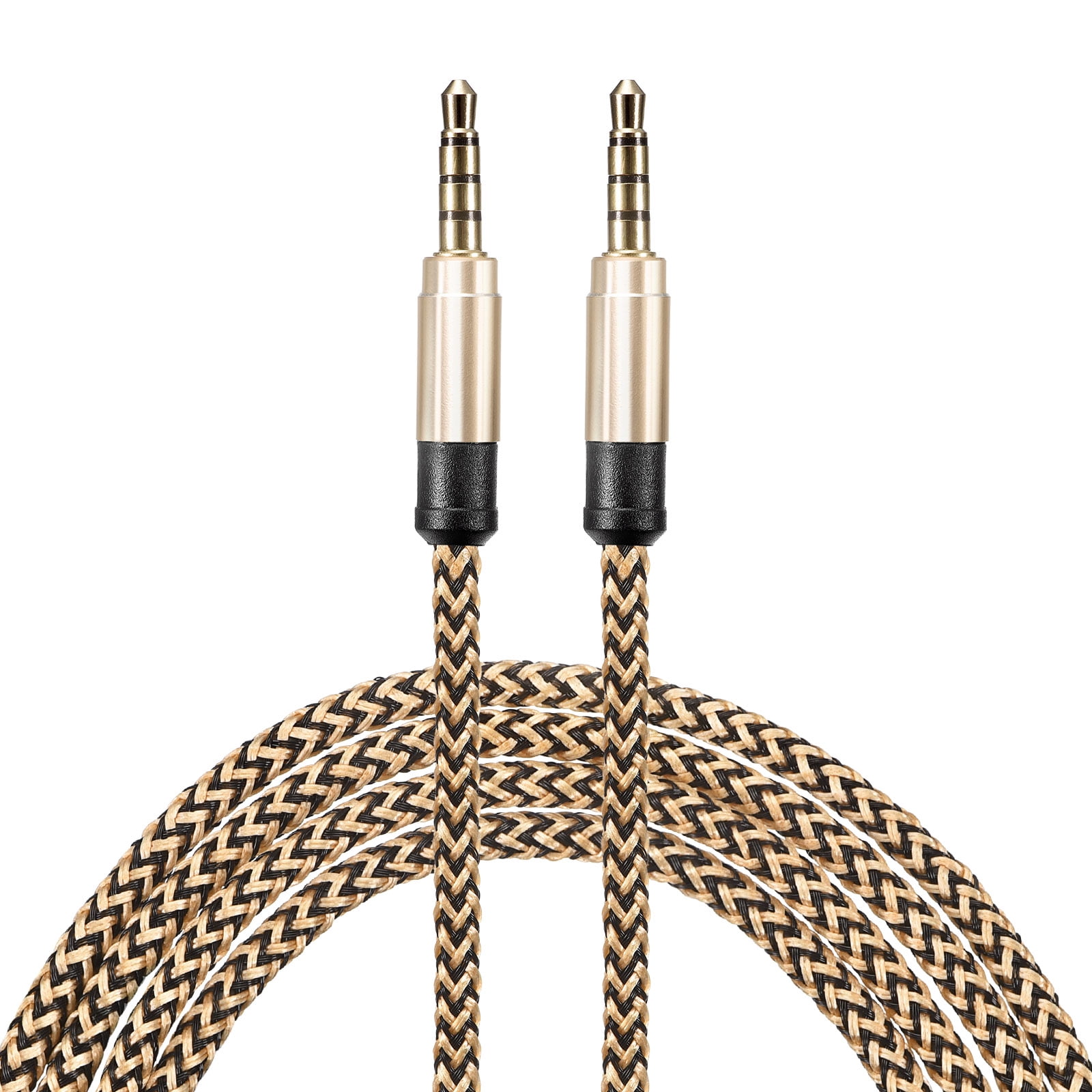 2 Pack Aux Cable 3.5mm Male to Male Nylon Braided 10Ft 4 Pole Hi-Fi ...