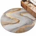 Abstract Marble Texture Pattern Round Rug 3ft Gray Gold Gradient ...