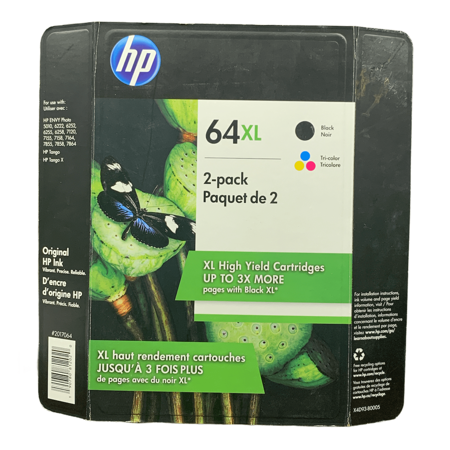 2 Pack, OEM Genuine HP 64XL Black & Tri-Color, XL High Yield Ink ...