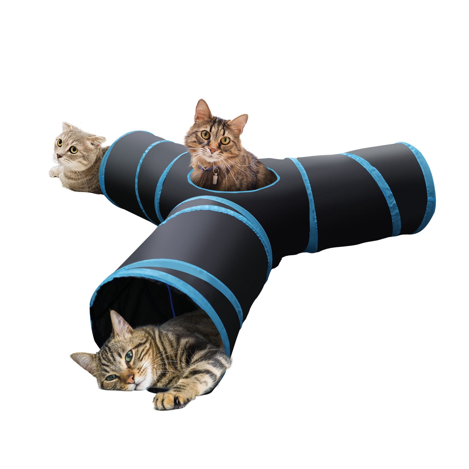 PAWISE 3-Way Foldable Cat Tunnel with Play Balls - Storage Bag Included ...