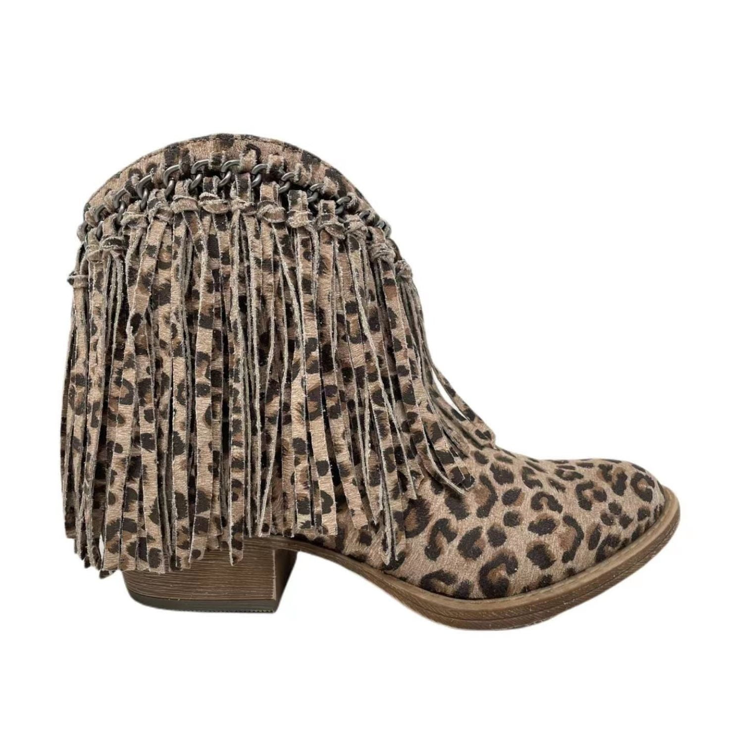 Very G Womens Juno Fringed Ankle Bootie (6.5, Leopard) - Walmart.com