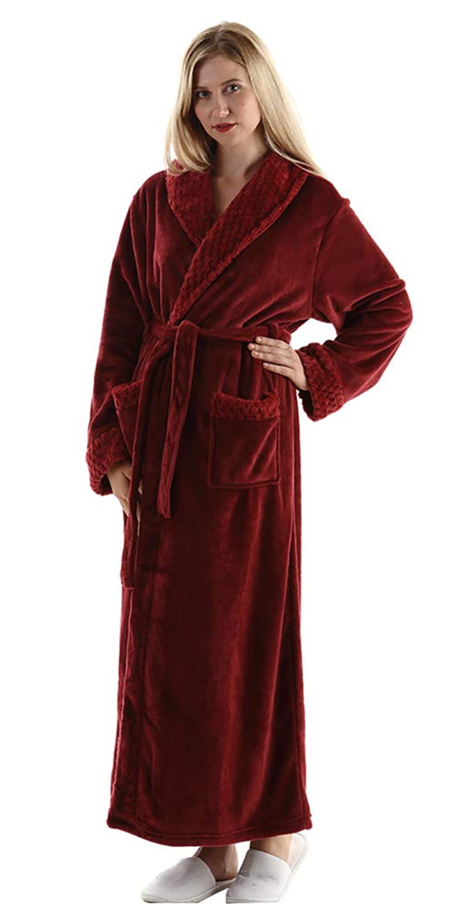 Oksun long robes for women Full Length Fleece Plush Bathrobe with Waist ...
