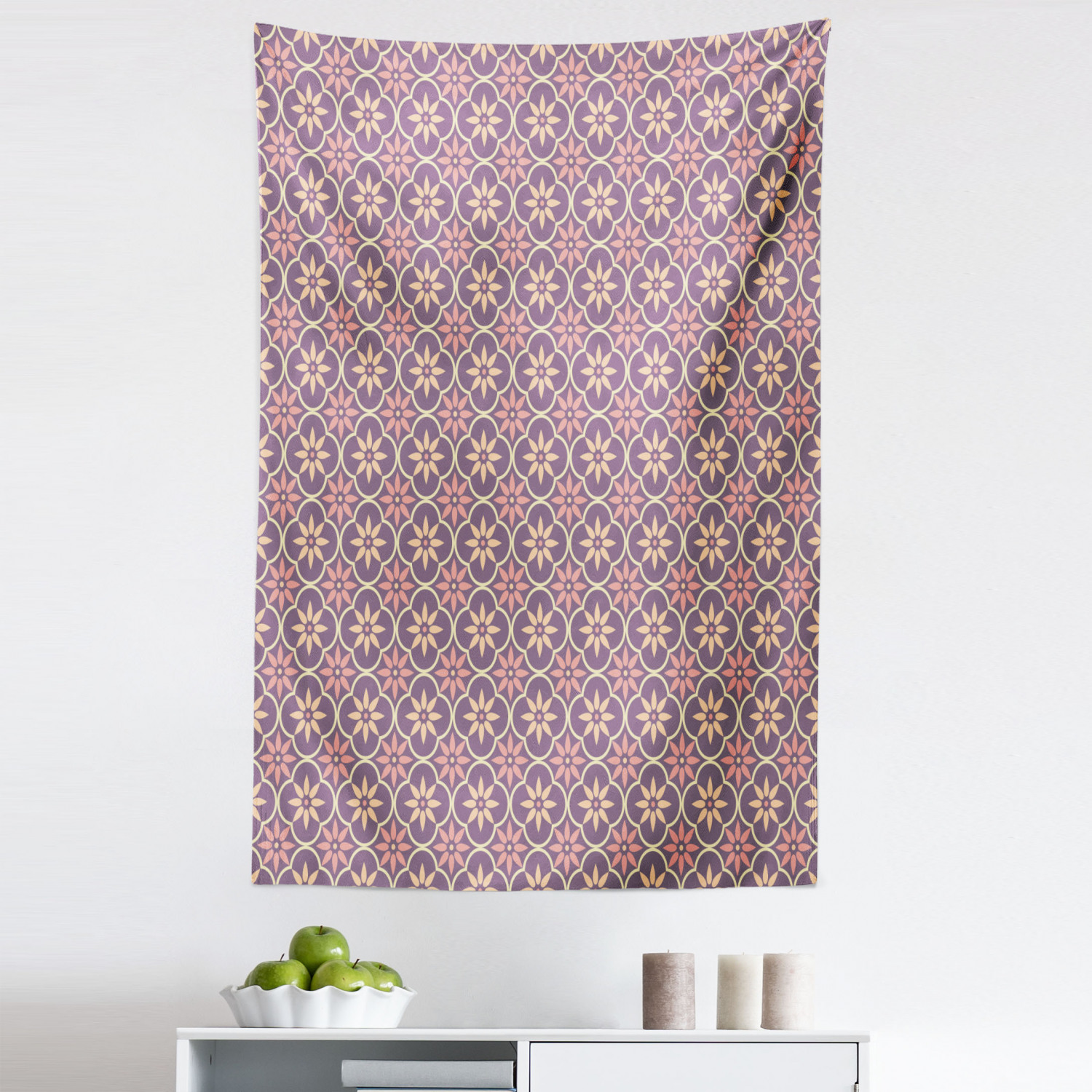 Geometric Tapestry, Floral Arrangement Oriental Middle Eastern Motifs ...