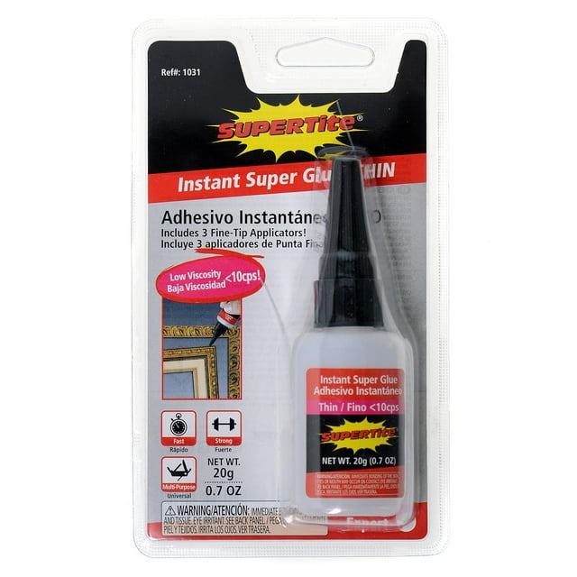 Instant Super Glue 20 g, each, in Pin Cap Bottle Thin (pack of 3 ...