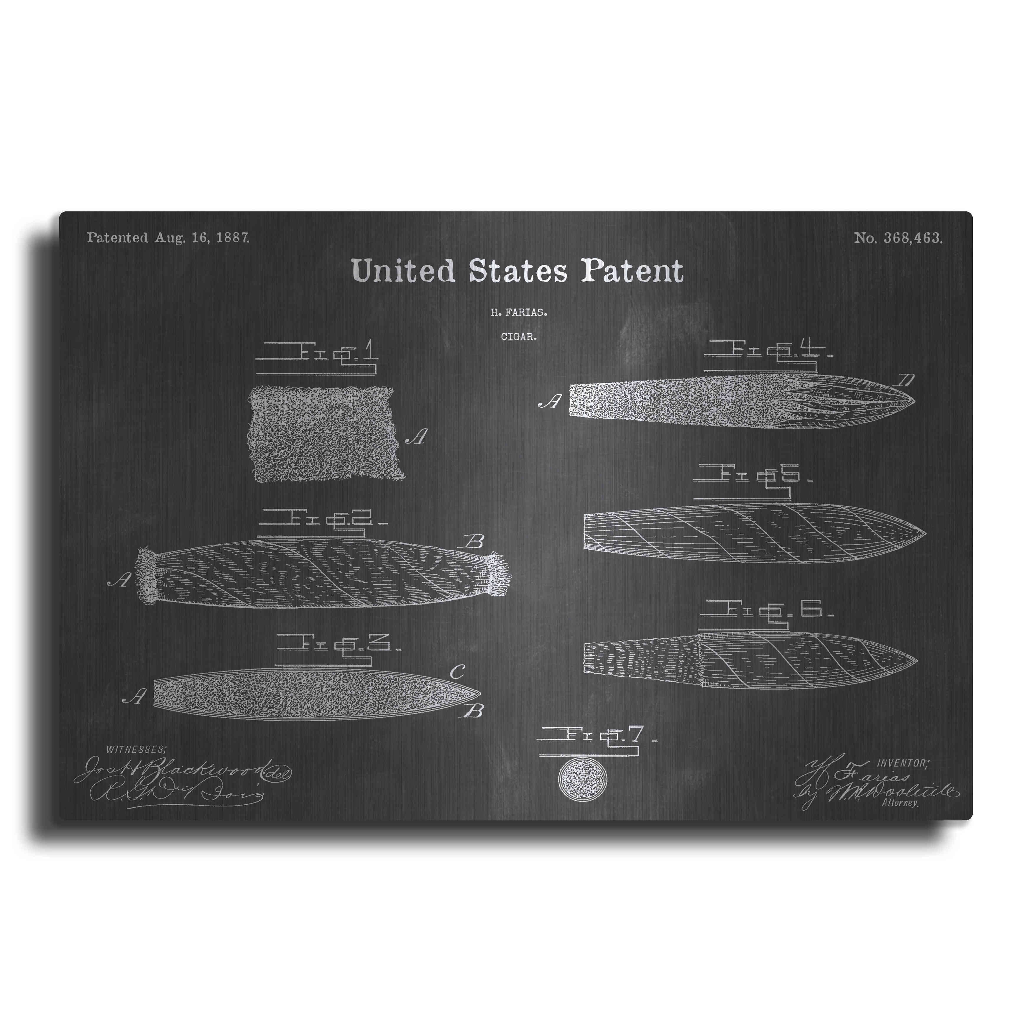 Luxe Metal Art 'Cigar Vintage Patent Blueprint' by Epic Portfolio ...