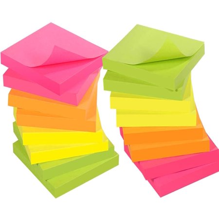 Sticky Notes 3 3 Inches, Reliably Post Notes Stick and Re-Stick,4 Neon ...