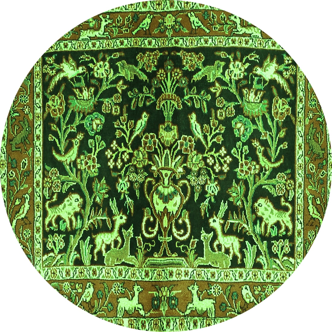 Ahgly Company Indoor Round Animal Green Traditional Area Rugs, 8' Round ...
