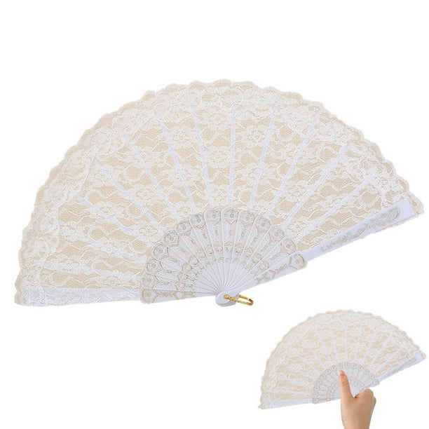 5 Pieces Elegant Rose Lace Floral Folding Hand Fans 9 Inch Suitable for ...