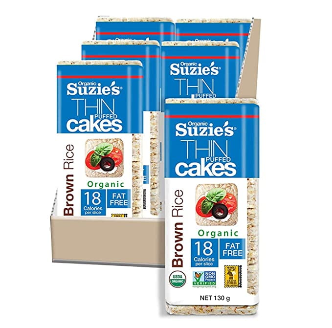 Suzie’s Organic Unsalted Thin Puffed Cakes Brown Rice | 6 Pack (130g ...