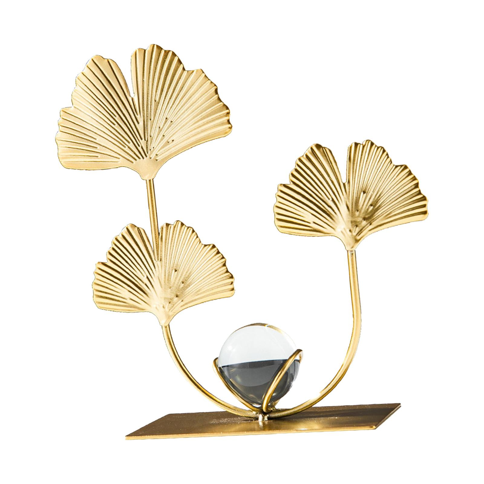 Wrought Iron Leaves Statue Leaf Sculpture Crafts Livingroom Desktop ...