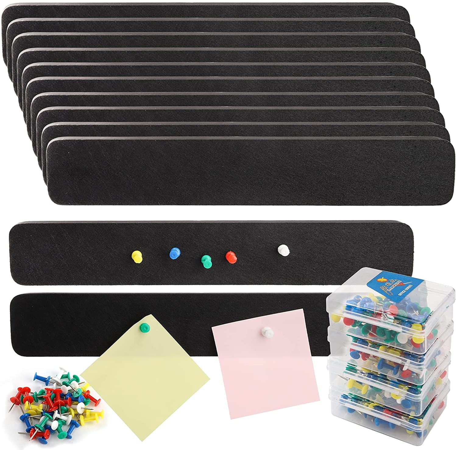 12 Pack 13 Inch Felt Bulletin Board Strip with 120 Pushpins, Thick Self ...