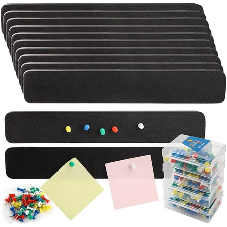 12 Pack 13 Inch Felt Bulletin Board Strip with 120 Pushpins, Thick Self ...
