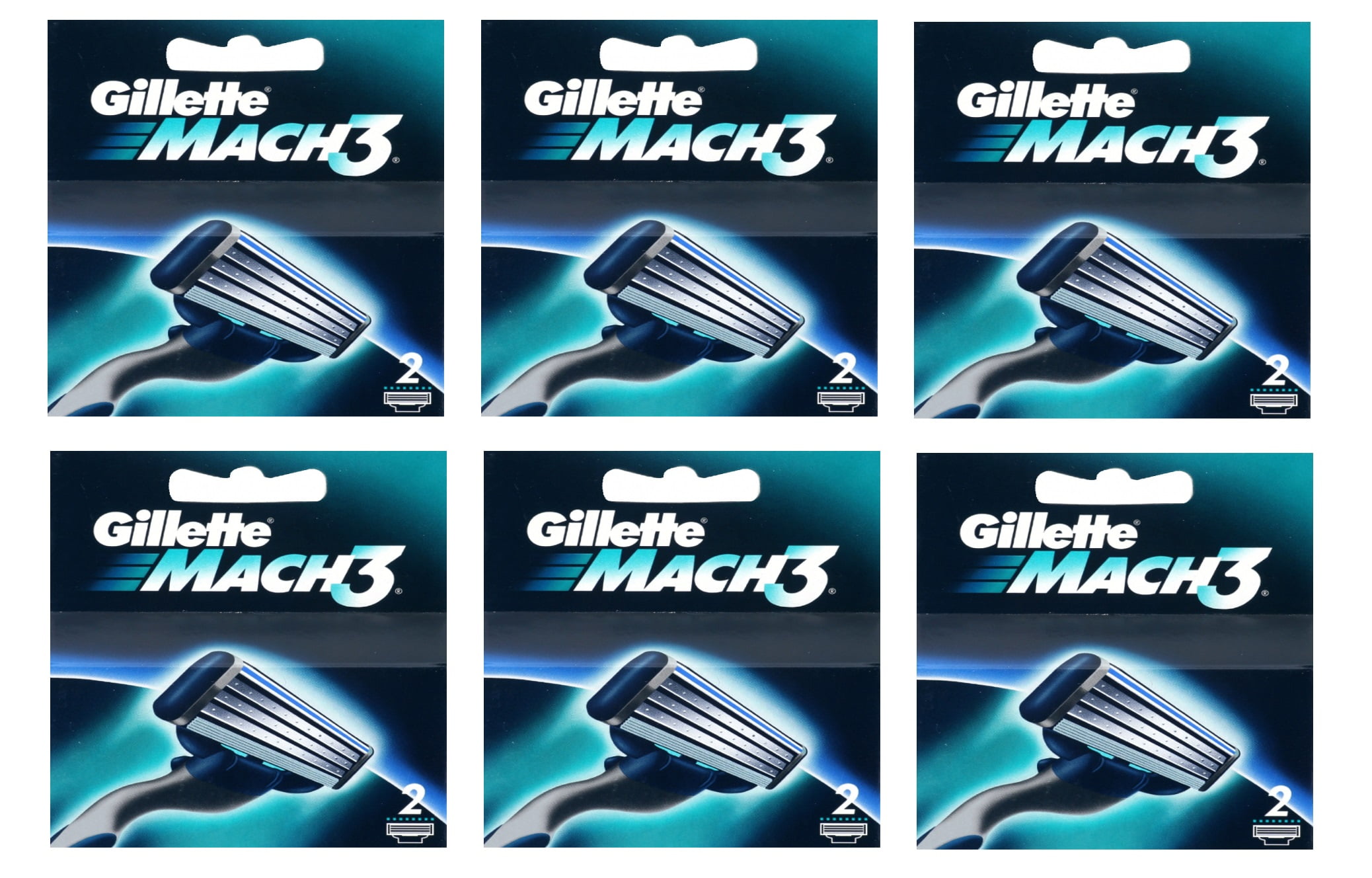 Gillette Mach3 Refill Razor Blade Cartridges, 2 Count (Pack of 6 ...