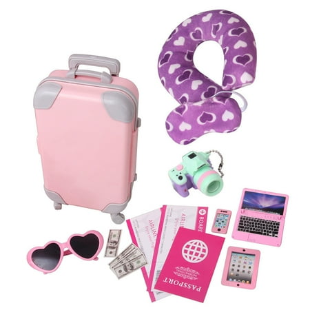Doll Travel Kit Decorative 15PCS Lifelike Doll Suitcase Set Doll ...