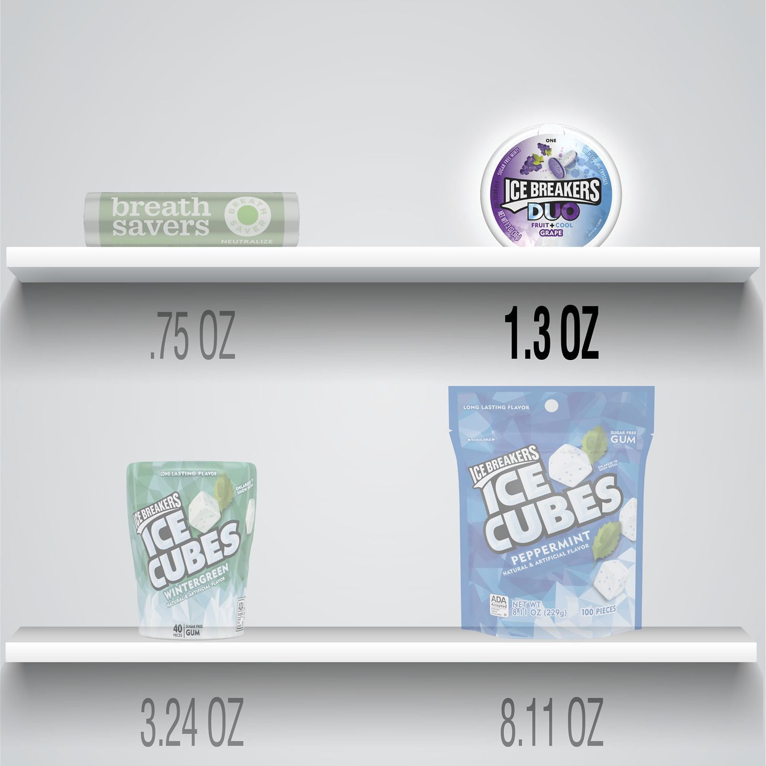 ICE BREAKERS, DUO Grape Flavored Sugar Free Breath Mints, 1.3 oz, Tins ...