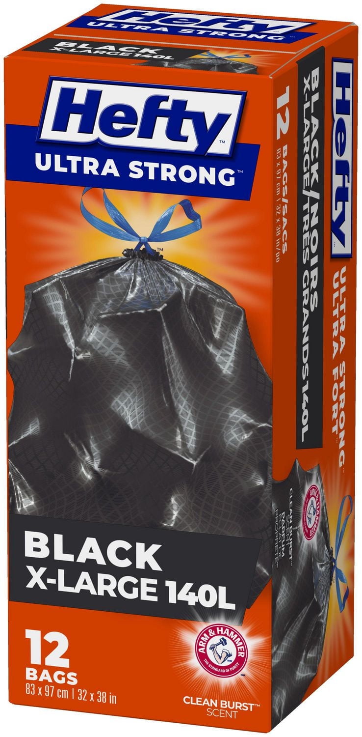 Hefty® Garbage Bags, Ultra Strong Extra Large 140 Litres Black ...