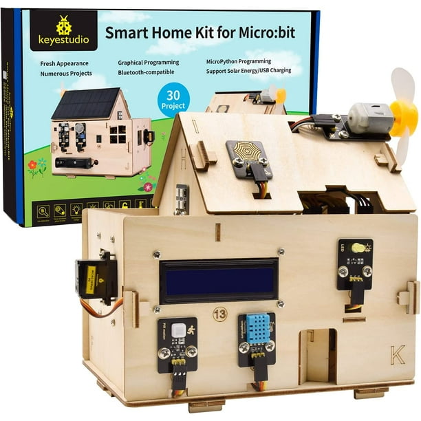 KEYESTUDIO Microbit Smart Home Starter Kit for BBC Micro:bit V2 (Not Contained), MakeCode Blocks ...