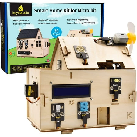 KEYESTUDIO Microbit Smart Home Starter Kit for BBC Micro:bit V2 (Not Contained), MakeCode Blocks ...