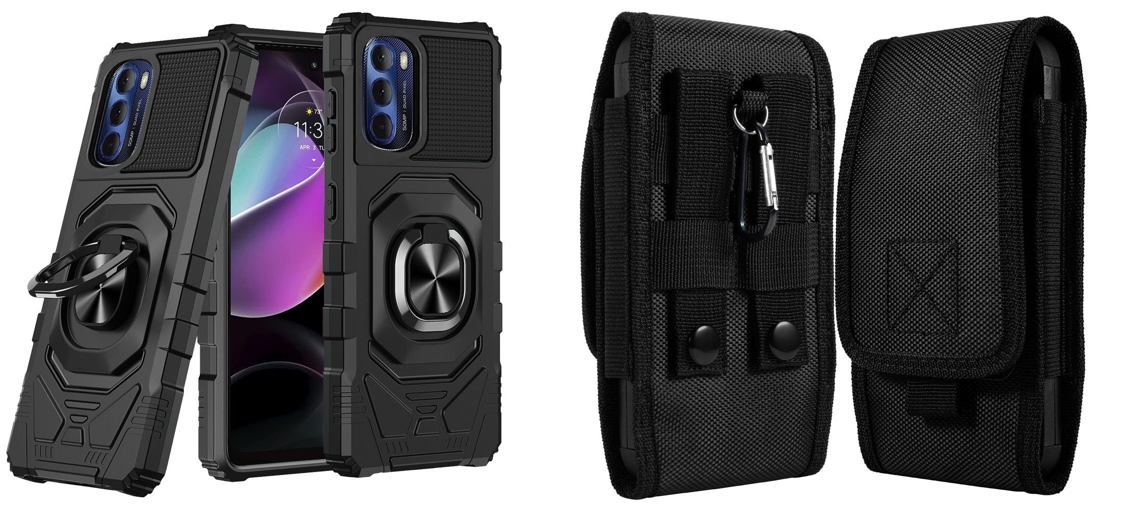 Case with Belt Holster Bundle for Moto G Stylus 5G 2022: Heavy Duty ...