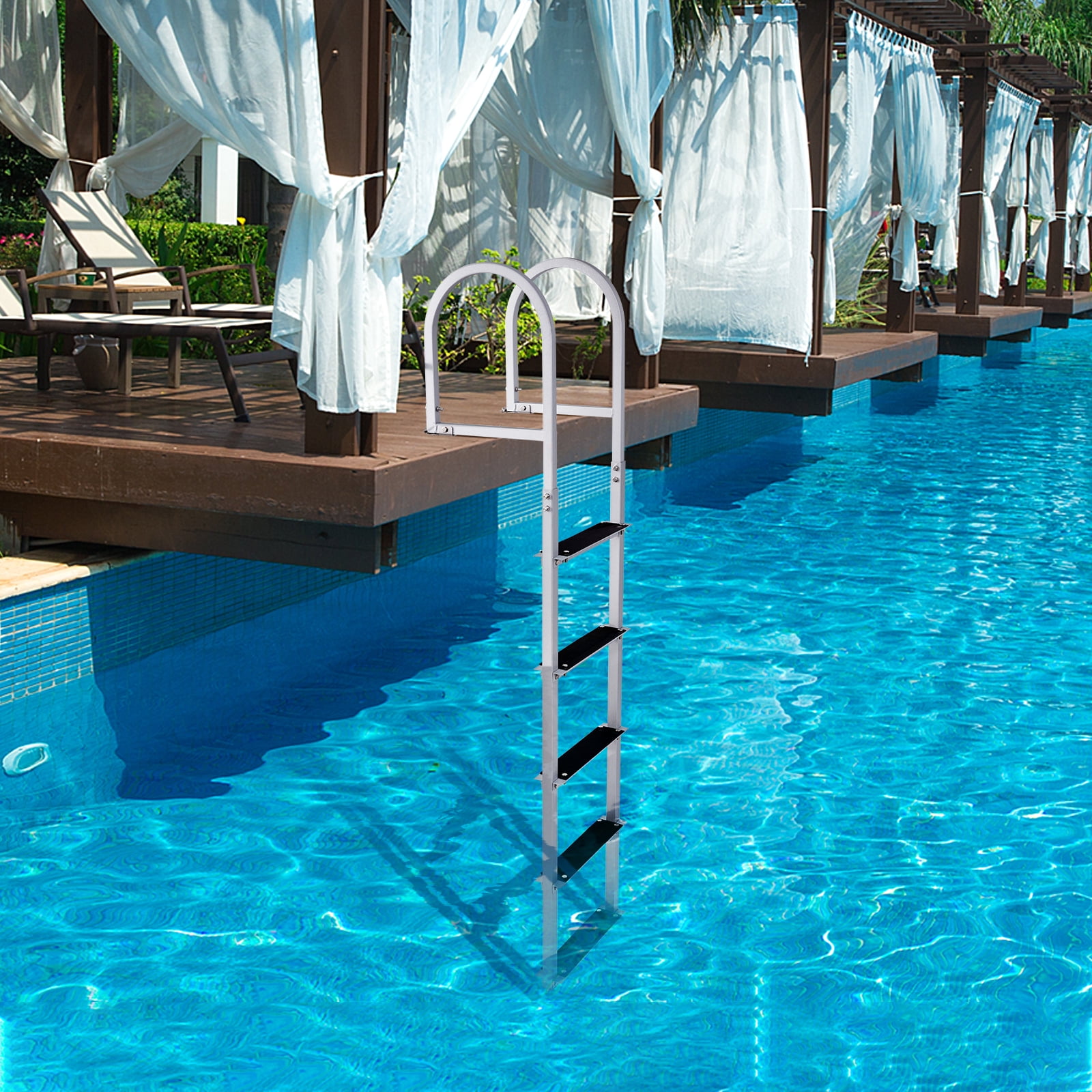 BENTISM Aluminum Dock Ladder Boat Dock Ladder Removable 5 Steps with ...