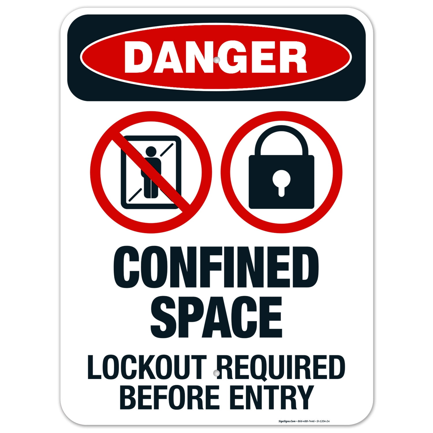 Confined Space Lockout Required Before Entry Sign, OSHA Danger Sign ...
